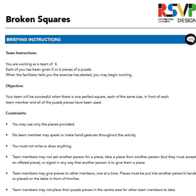 Broken Squares|Emotional Intelligence Training Activity (team game)